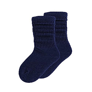 DOOVID Toddler Slouch Socks Knee High Socks Kids Boys Girls Cotton Long Crew Socks Navy Blue 6-8 Years