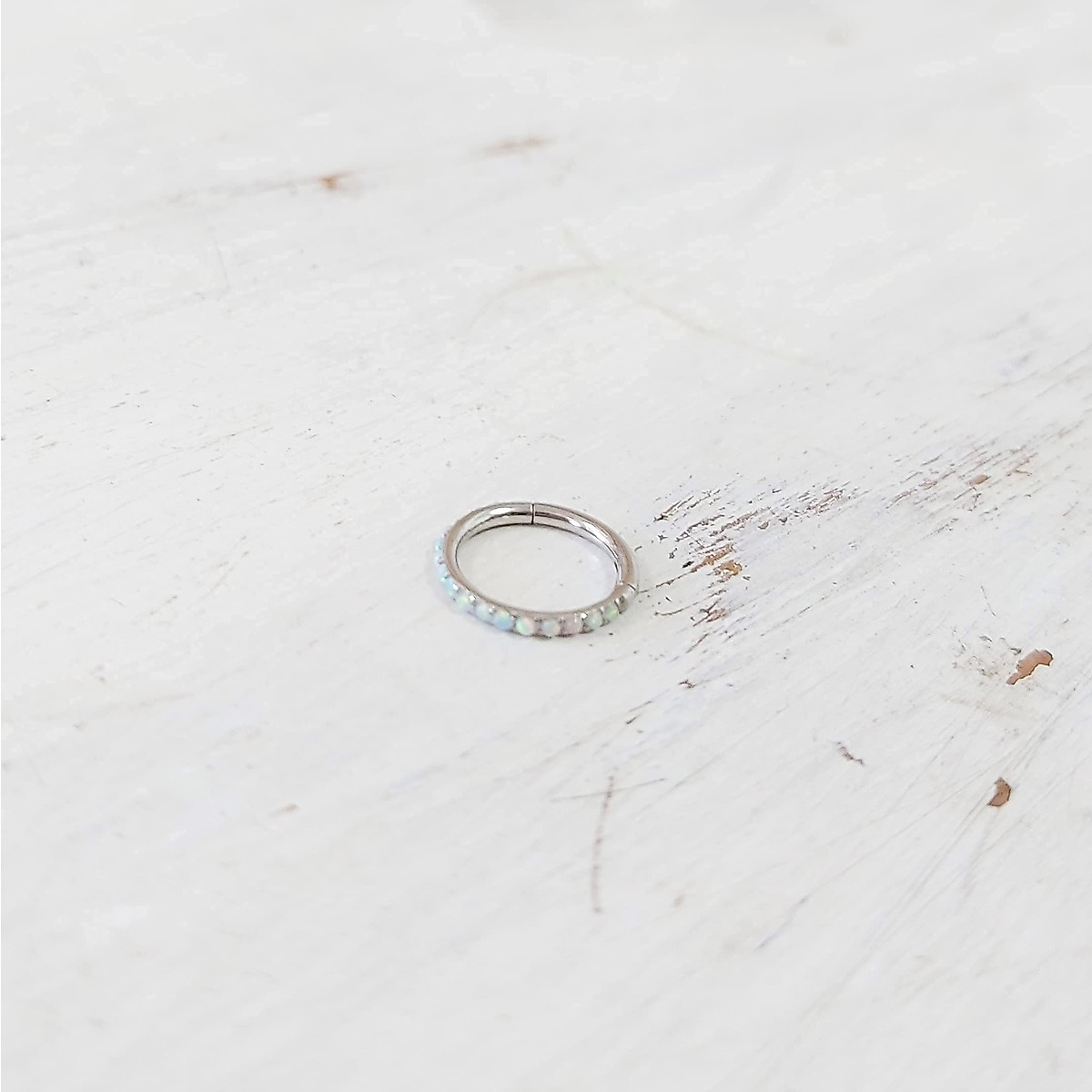 AVNIS Helix Ring Hoop ?€“ Premium Stainless Steel Hinged Nose Ring Hoop ?€“ 16G Opal Stone Septum Ring ?€“ Tragus Earrings for Women ?€“ Versatile Nose Piercing Jewelry