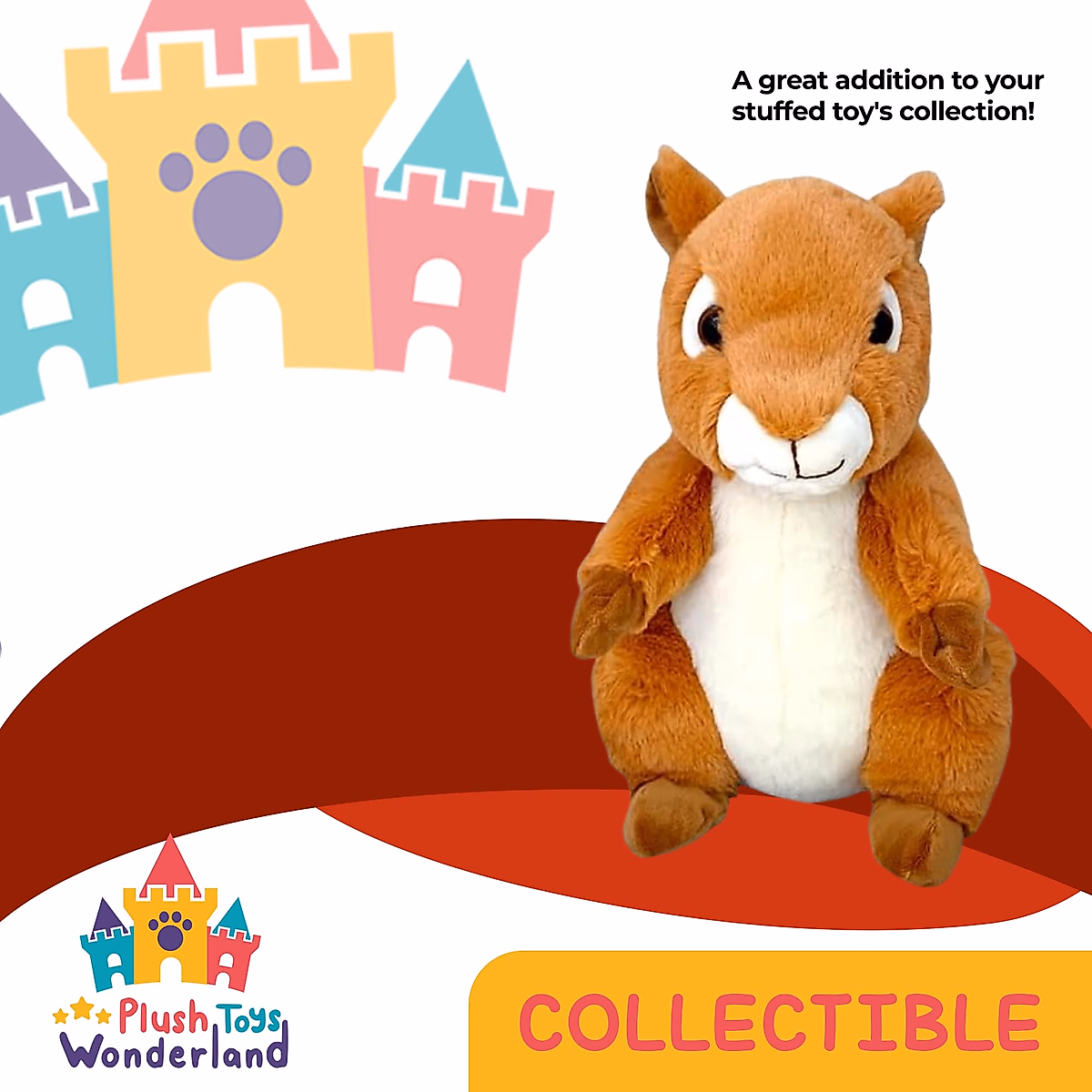 Scamper The Squirrel Plush Toy - 16" Soft Stuffed Animal, Adorable Squirrel Gift for Kids, Perfect for Nursery Decor, Great for Birthdays and Animal Lovers, Cuddly Brown and Gray Squirel Companion