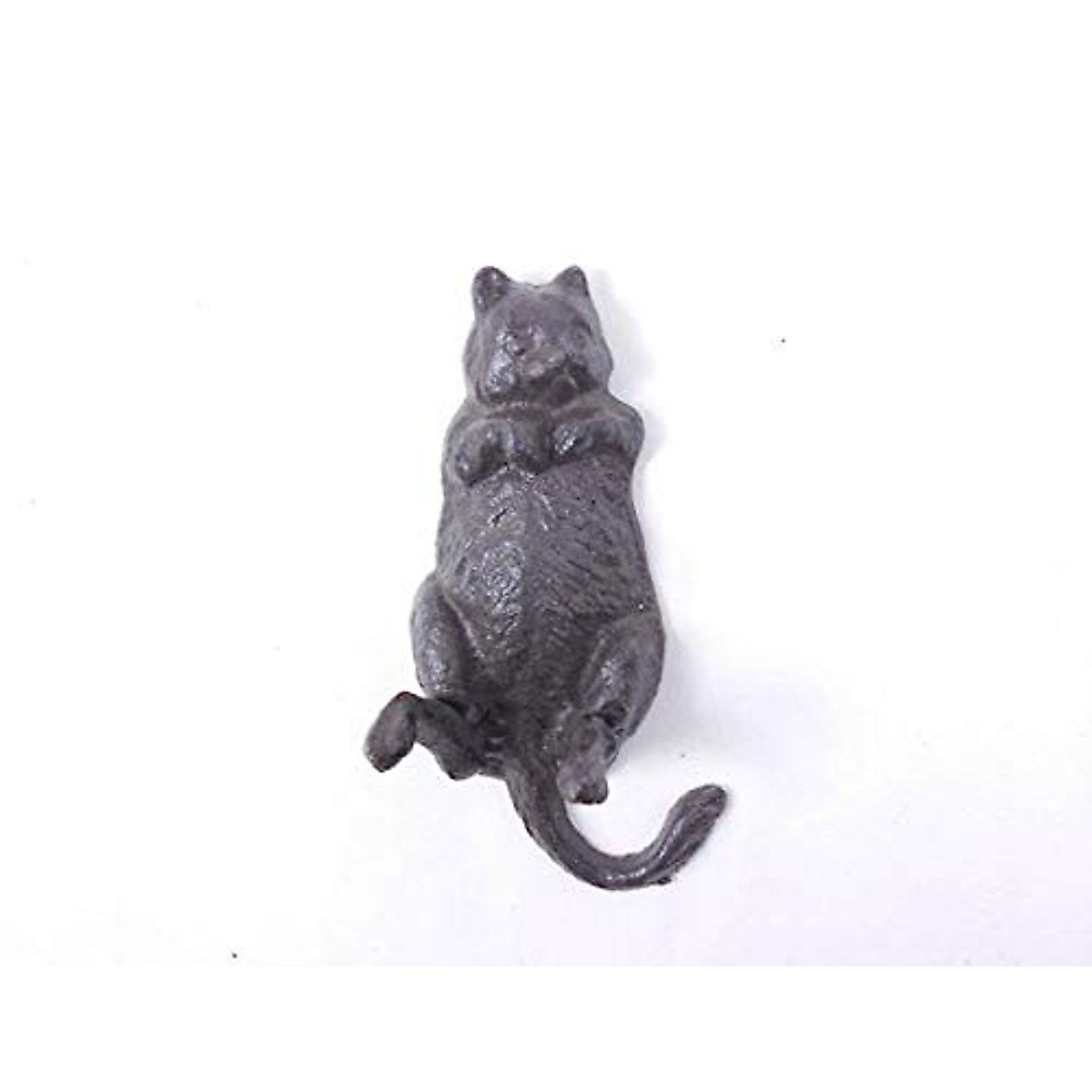 Handcrafted Nautical Decor Cast Iron Happy Fat Cat Wall Hook 6"