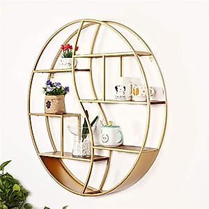 Creative Wall-Mounted Shelves, Multi-Function Indoor Circular Shelves in The Living Room, Decorative Shelves, Multi-Functional Commodity Display Shelves,,Gold,80CM
