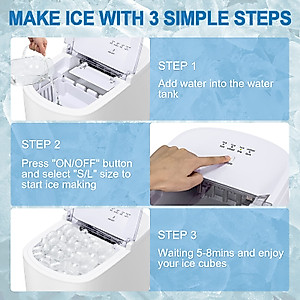 Countertop Ice Maker Machine Portable Ice Maker 35Lbs/24H 9pcs Ice Cubes Ready in 5-8 Mins, Portable Ice Maker for Home/Kitchen/Party