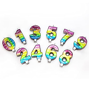 DERVENTA Birthday Candles Big Numbers Multicolored 3.7 inch Party Cake Topper 1 Piece (Number 8 Multi-Colored)