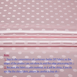 MaiMaiSuan 60’’ Wide Blush Pink Polka Dot Satin Jacquard Fabric by The Yard Soft Shiny Silky Satin Fabric for Sewing, DIY Crafts, Costumes,Decoration,Bridal Dress,1 Yard