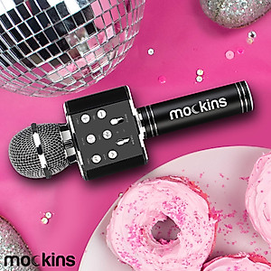 Mockins 2 Pack Black Bluetooth Karaoke Microphone for Kids with Bluetooth Speaker | Wireless Microphone Karaoke Compatible w/Android & iOS | Bluetooth Microphone Wireless | Karaoke Mic