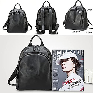 Girlfeel Genuine Leather Women's Fashion Backpack Purses Multipurpose Design Travel bagBusiness Work Bag for Men/Women-Black