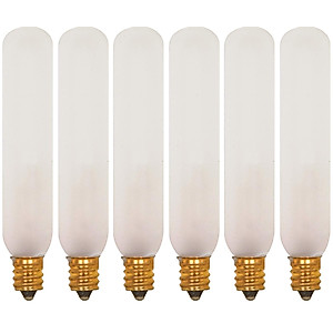 (6 Pack) Satco S3315 15W 120V T6 Frost E12 Candelabra Base Incandescent Light Bulb