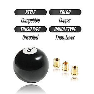 ESEWALAS 8 Ball Billiard Round Manual Gear Shift Lever Shifter Knob with 3 Adapters,Universal Gear Shift Stick Shifter Knob Lever Cover 4 5 6 Speed,Fit for Manual Car M8*1.25, M10*1.25, M10*1.5