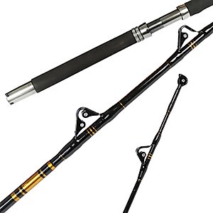 Fiblink 1-Piece/2-Piece Saltwater Offshore Heavy Trolling Rod Big Game Roller Rod Conventional Boat Fishing Pole with Roller Guides (1-Piece,6 Feet, 50-80lb)