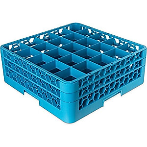 CFS RG25-214 OptiClean 25 Compartment Glass Rack with 2 Extenders, Blue