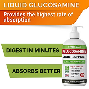 StrellaLab Liquid Glucosamine for Dogs (16 OZ) - All-Natural Hip & Joint Supplement for Dogs, Glucosamine Chondroitin Liquid, MSM & Collagen for Dogs Mobility, Joint Pain Relief for Small & Large Dogs