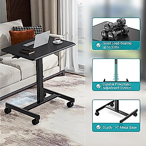 edx Small Standing Desk Mobile Standing Desk Adjustable Height, Mobile Portable Rolling Laptop Desk on Wheels Small Adjustable Desk for Home Office