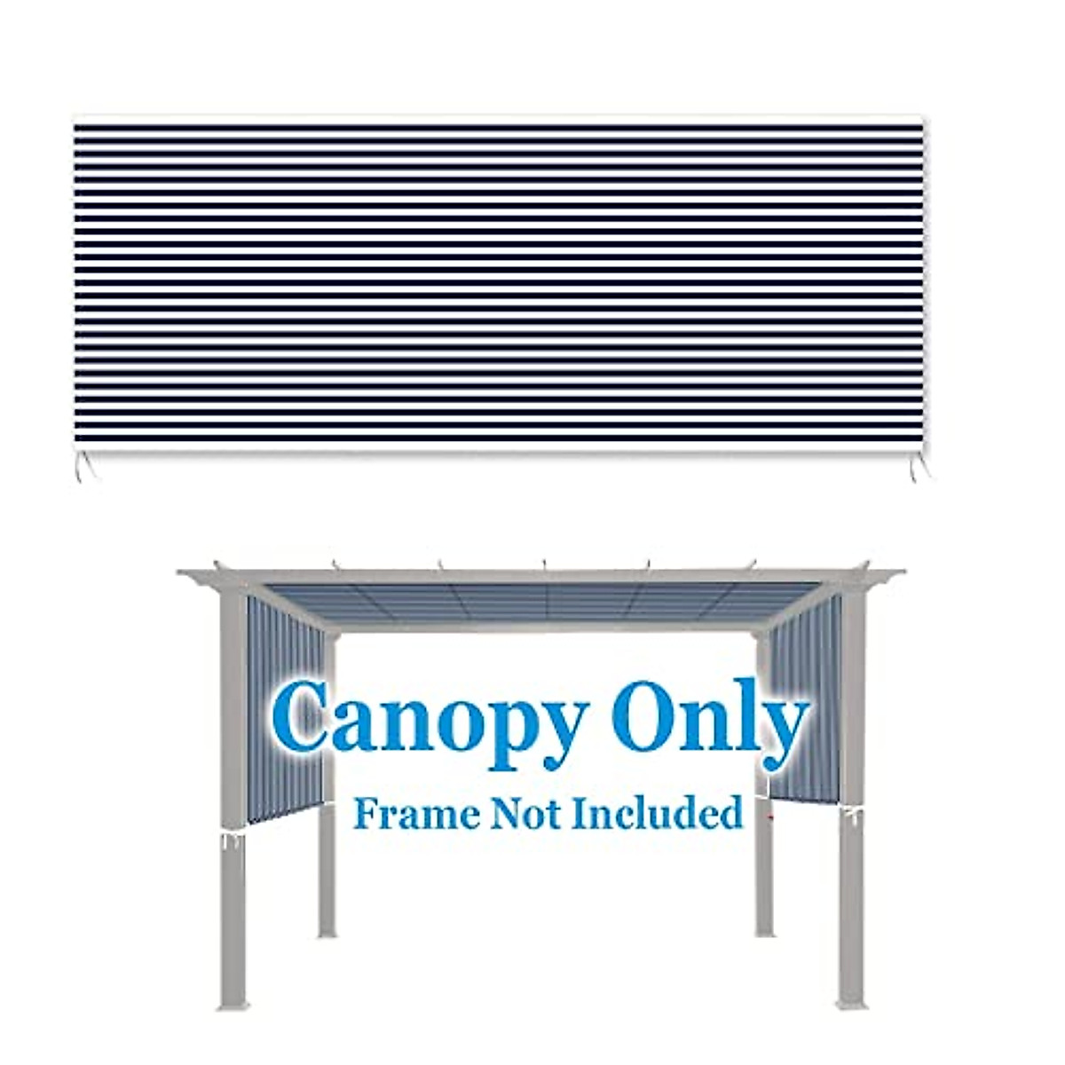 YardGrow 18' L x 8.2' W Pergola Replacement Canopy Universal Pergola Canopy Replacement Top Cover for Pergola Structure (Blue with White)