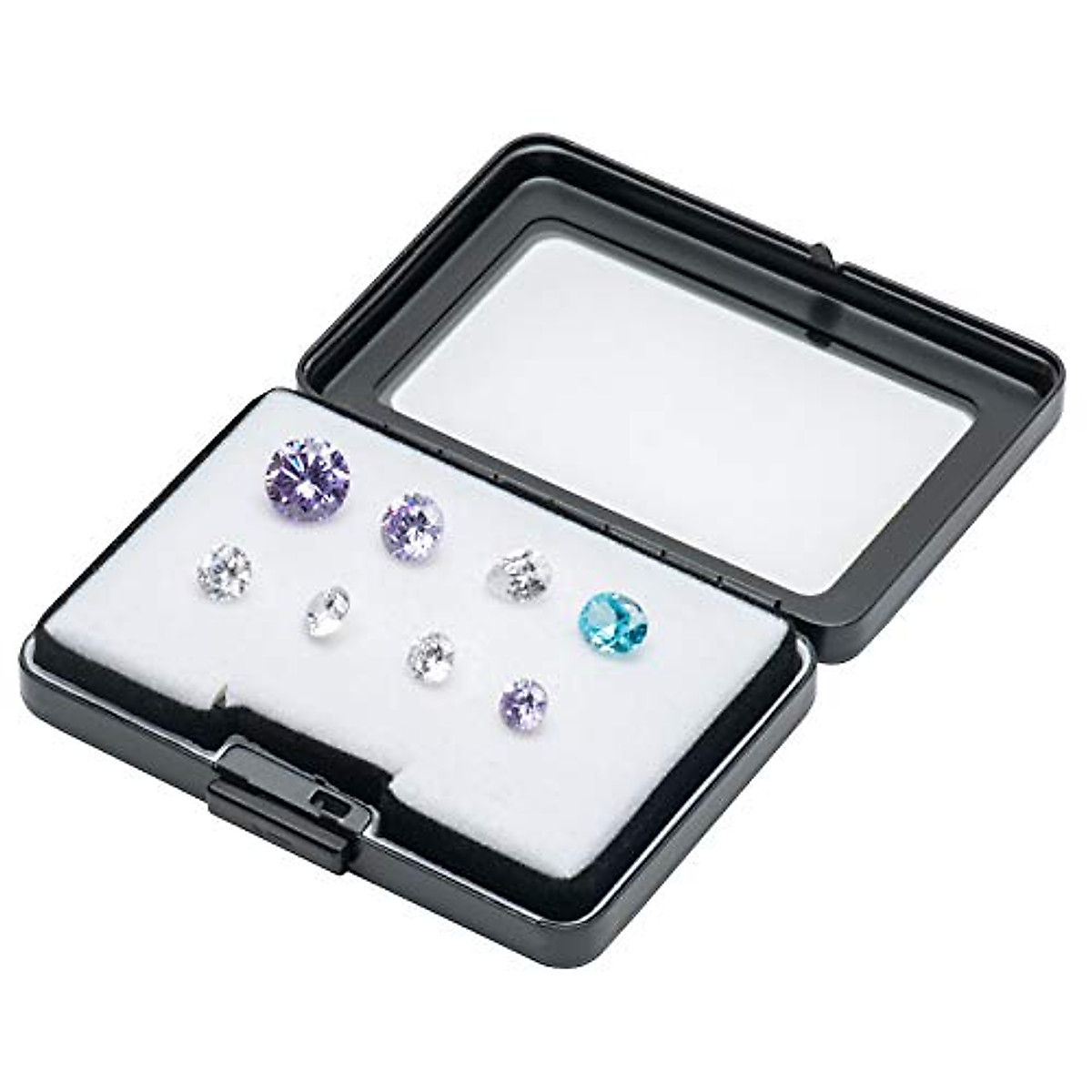 Glass Top Loose Diamond or Gemstone Display Box Case Holder Show Container Metal (Black Large Rectangle)