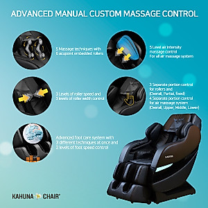 Kahuna Massage Chair SM-7300 Dark Brown/Black for Premium Quality Comfort and Relaxation at Home- Top Performance-Total 9 Auto Programs Including 4 Special Programs with SL-Track Rollers