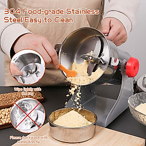 BI-DTOOL 800g Electric Grain Mill Grinder 36000r/min High-speed Grain Spice Herb Grinder 1800W Dry Grinder Machine 304 Stainless Steel Superfine powder Grinder for Kitchen Home and Commercial