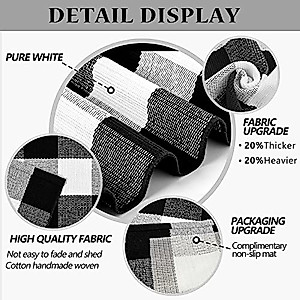 Frendy Buffalo Plaid Outdoor Rug, 27.5" x 43" (2.3' x 3.6') Hand-Woven Plaid Rug for Front Porch, Washable Layered Door Mat, Cotton Black and White Checkered Rug for Living Room/Entryway