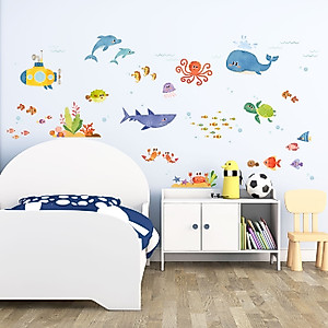 DECOWALL DS8-1611 Sea Adventure Kids Wall Stickers Wall Decals Peel and Stick Removable Wall Stickers for Kids Nursery Bedroom Living Room d?cor