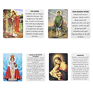 3X2.1Inch Catholic Paper Prayer Card With Metal Box,Assorted Holy Cards with Catholic Saints and Prayers-36Pcs