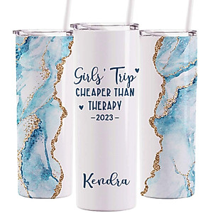 AVITO Personalized Girls Trip Tumbler, 20 oz, Cheaper Than Therapy, Girls Weekend Gift, Girls Trip Tumbler, Girls Getaway, Girls Vacation, Girls Weekend Cheaper than Therapy