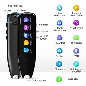 Pen Scanner and Reader,Smartpen,Real Time Book Reader Scanning Pen with LCD Touchscreen, 112 Language Digital Reader Pen Voice Language Translator Device, Speech and Scan to Translate