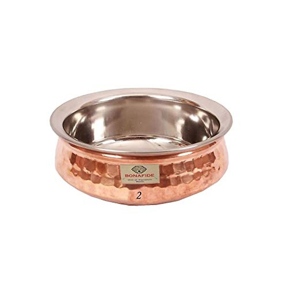 Bona fide pure Copper Tableware and serve ware Serving Bowl Indian Handi Set copper bowl set, Copper Stainless Steel Serving Dishes For Serving,Traditional 300 ml and 600 ml set(14 cm and 16 cm)