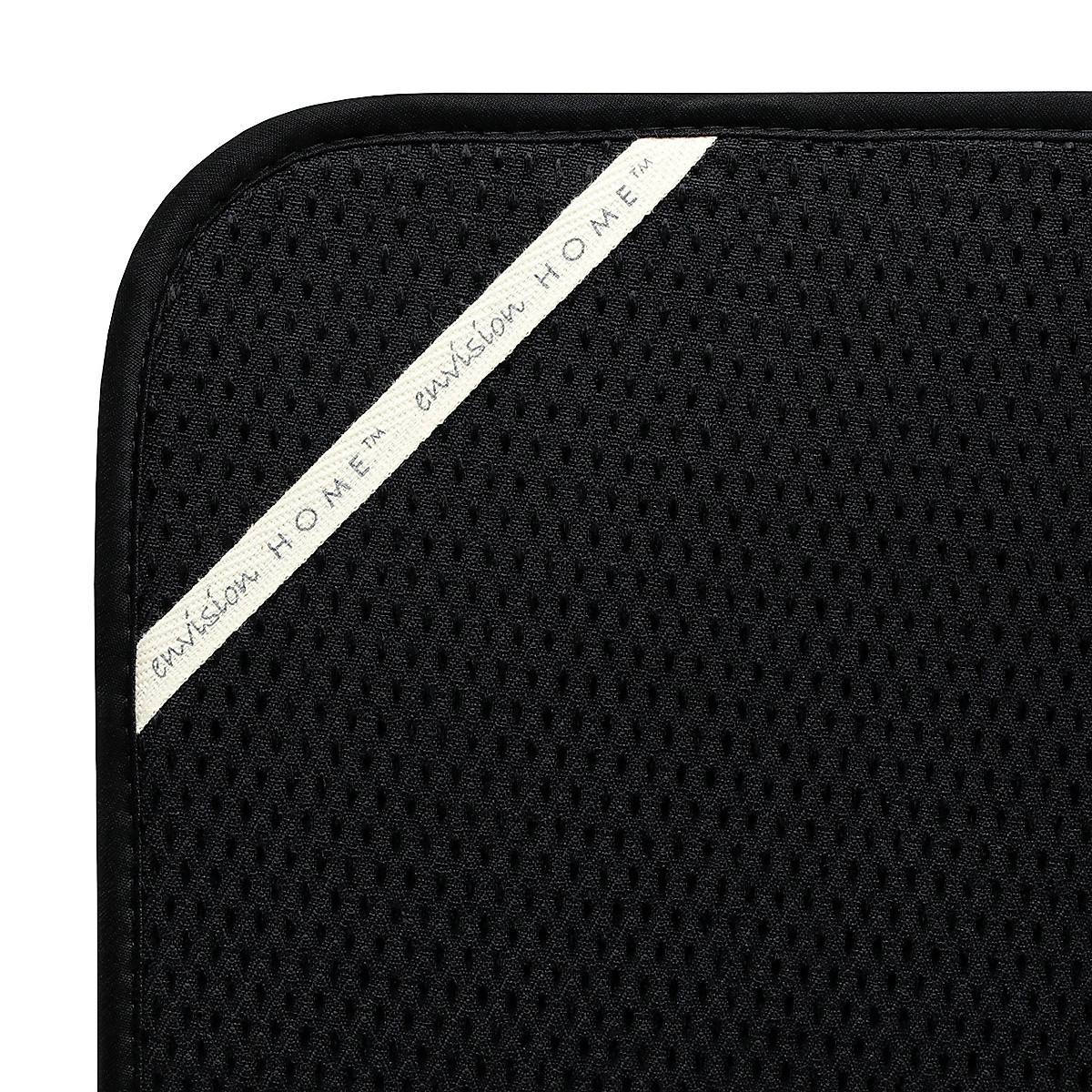 Envision Home Dish Drying Mat for Kitchen, Absorbent, Reversible Microfiber Dish Mat, 16 Inch x 18 Inch, Black