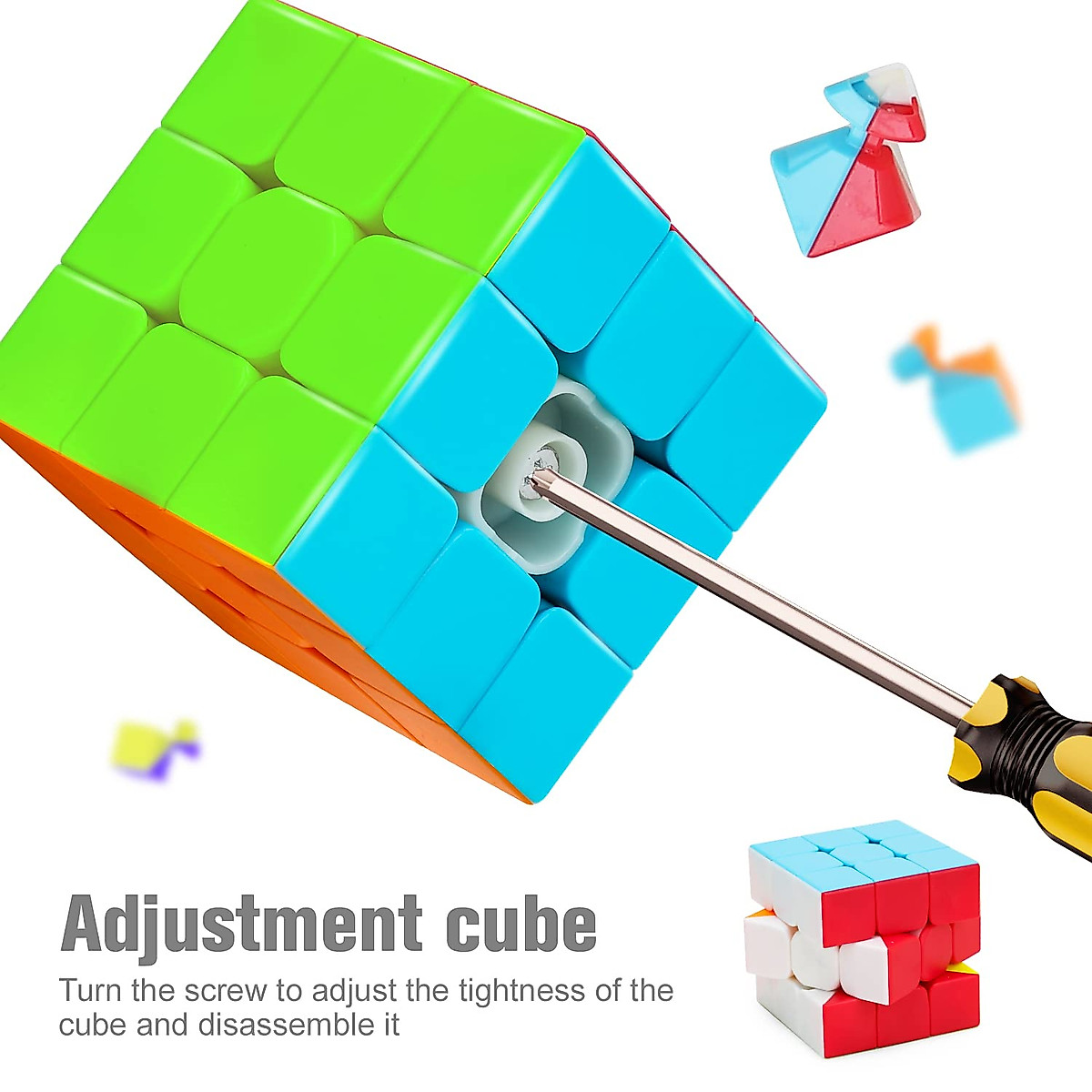 AuntyFey Magic Cube Set, 4 Pack with 3x3, 2x2, 4x4, Pyramid Speed Cubes, Stickerless, for Kids & Adults