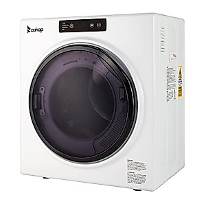 1300W Electric Portable Clothes Dryer Compact Clothes Dryer Easy Control Button Panel for Variety Drying Mode (23.62 * 15.75 * 27.17) Inch Stainless Steel Clothes Dryer with Exhaust Pipe Four-function Portable Clothes Dryer, White