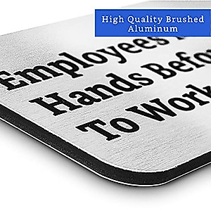 Employees Must Wash Hands Sign (Brushed Aluminum 9 in x 3 in) - Wash your Hands Sign - Restroom Signs for Business - Restaurant Signs