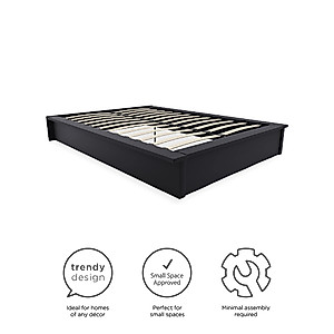 DHP Maven Upholstered Platform Bed with 11 Inch Height for Raised Mattress Support, No Box Spring Needed, Queen, Black Faux Leather
