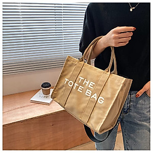 The Tote Bag for Women, Canvas Work Travel Handbag with Shoulder Strap Top-Handle Shoulder Crossbody Bags for Daily, Office (khaki)