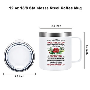 LiqCool Gifts for Daughter in Law, Daughter in Law Gifts from Mother in Law for Mothers Day Christmas, 12oz Daughter in Law Cofee Mug with Handle, Funny Gifts for Future Daugher in Law (White, 12 Oz)