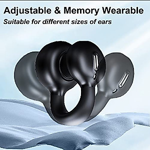 Houlyn Wireless Ear Clip Bone Conduction Headphones Open Ear Earbuds Bluetooth 5.3 for Android iPhone, Waterproof Painless Mini Sport Open Ear Clip Headphones, HiFi Quality/Long Battery Life, Black