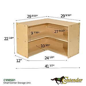 Contender Bookshelf with Storage Compartment, 2 Corner Display Shelves Unit, Kids Toys, Organizer for Playroom, Home School, GREENGUARD Gold Certified