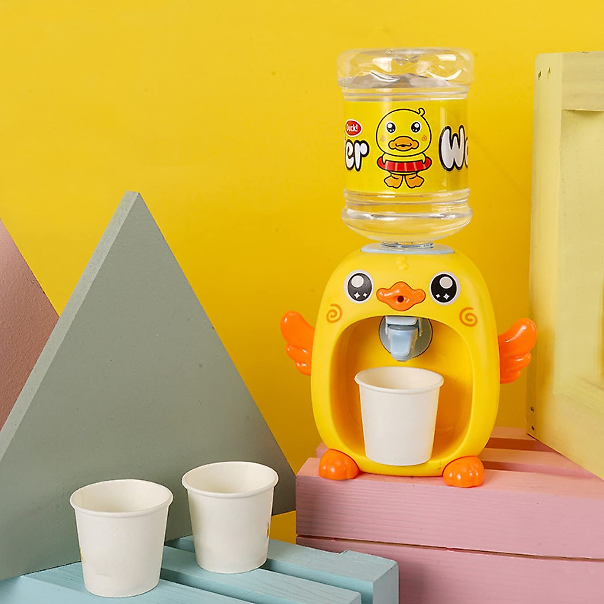 LUOZZY Mini Water Dispenser for Kids Cartoon Piggy Frog Water Machine Kids Drinking Water Fountains Toys for Kids (Duck)