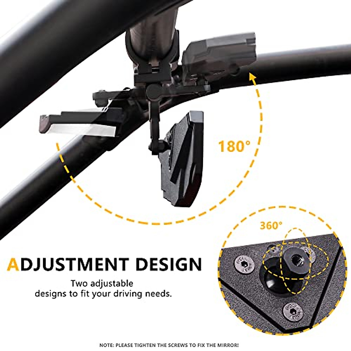 UTV Rear View Mirror, RZR Center Rearview Mirror 1.5"-2" Roll Bar Mount Compatible with Polaris RZR General, Pioneer, Talon, Can Am Commander Maverick X3, Kawasaki, Arctic Cat Wildcat