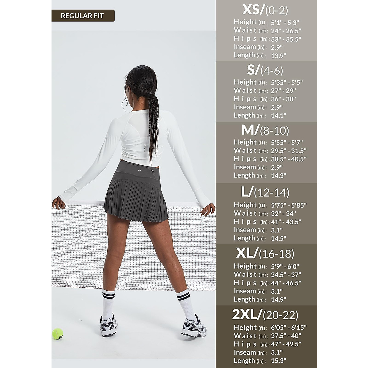 BALEAF Women's Pleated Tennis Skirts High Waisted Lightweight Athletic Golf Skorts Skirts with Shorts Pockets Gray Medium