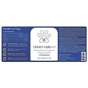 Pancreatic Enzyme for Dogs - Creati-Care 10x Dog Digestive Enzymes Powder with Vitamins Restore Normal Weight, Supports Pancreatin Issues Relieves Digestive Stress - 12 oz