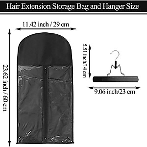 10 Pack Hair Extension Storage Bag Hair Extension Hanger Strong Holder Dust-proof Portable Suit with Transparent Zip Up Closure- Lightweight, Waterproof and Portable (Black)
