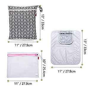 Damero Breast Pump Parts Bag, Wet Dry Breast Pump Parts Bag, Pumping Bag with Waterproof Mat and Mesh Bag, Gray Arrow