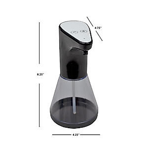 Home Basics Foaming 16 oz Compact Countertop Dispenser on 4 AA Batteries, Touchless, Splash-Proof, Automatic Liquid Soap Pump for Bathroom and Kitchen, Black