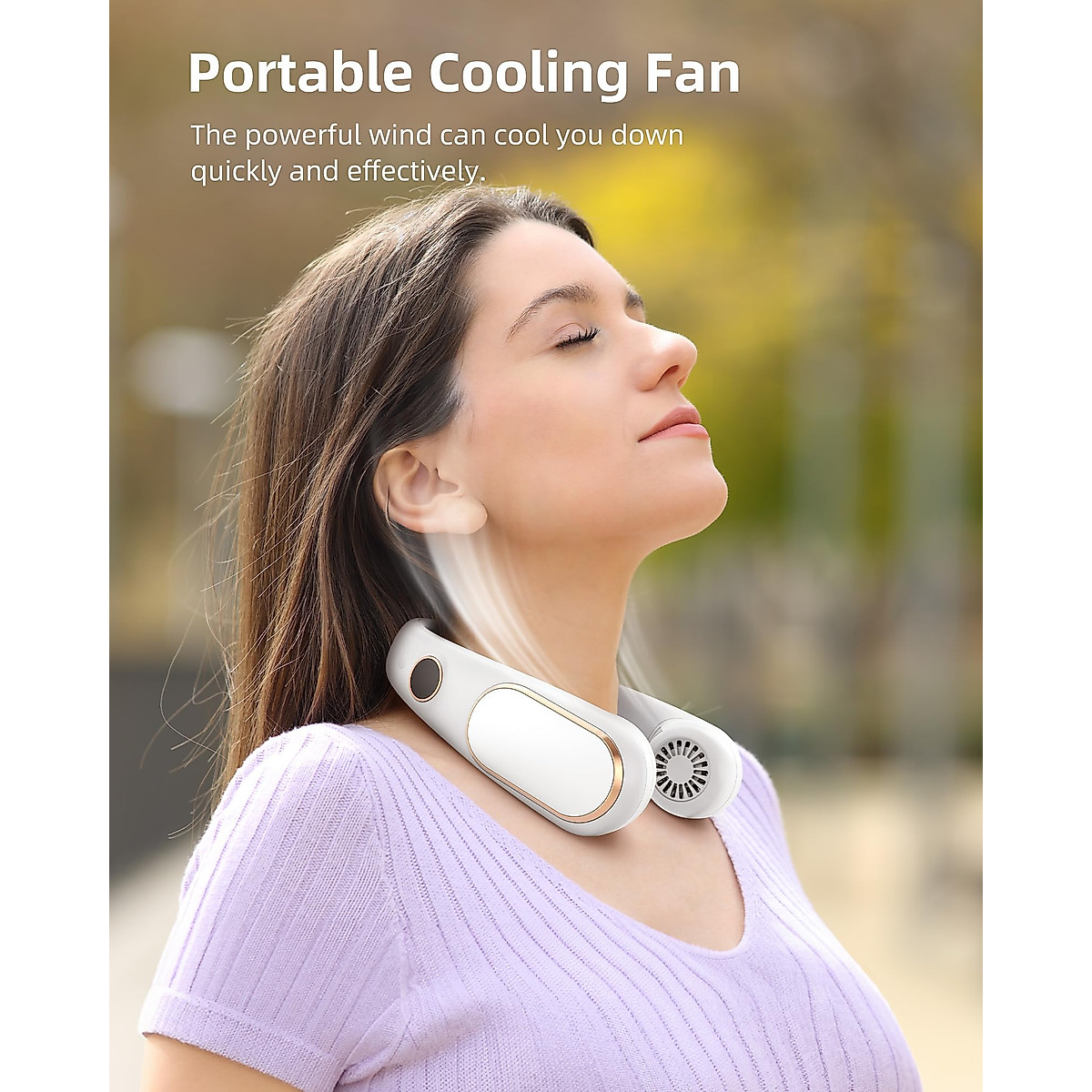 Koonie Neck Fan Rechargeable 5 Speeds, Portable Personal Fan, Hands Free Bladeless Fan, Battery Operated Wearable Fan Adjustable, Screen Design, 4-12 Hours, Cooling Fan For Travel, Outdoor, Indoor