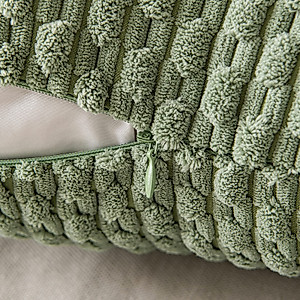 MIULEE Throw Pillow Covers Soft Corduroy Decorative Set of 2 Boho Striped Pillow Covers Pillowcases Farmhouse Home Decor for Couch Bed Sofa Living Room Spring 18x18 Inch Sage Green