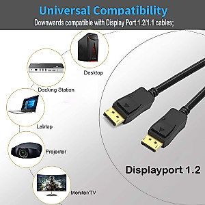 UKYEE DisplayPort to Displayport Cable 6 feet 10-Pack, Display Port(DP) to DP Cord 6ft [1440P@144Hz,V1.2 ]