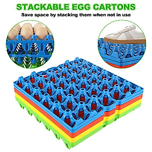 Oungy 16 PCS Plastic Egg Tray 30 Cell Egg Flats Egg Crates Stackable Egg Cartons Reusable Egg Carton, Hold Multiple Eggs, Great for Storing, Sorting and Shipping Eggs, 4 Colors