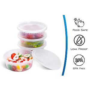 EDI Deli Food Storage Containers with Lids 50 Sets (8oz)