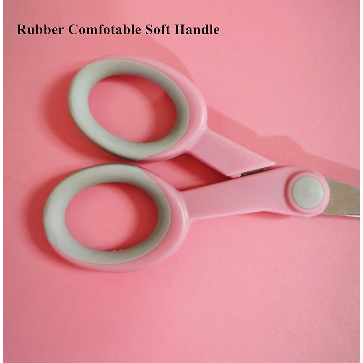 5.5 Inch Pastel Small Craft Scissors, Mini Point Tip Kids Scissors,Comfort-Grip Stainless Steel Sharp Fabric Sewing Shears All Purpose Embroidery Scissors for Cutting, Scrapbooking, Crafting(Pink)