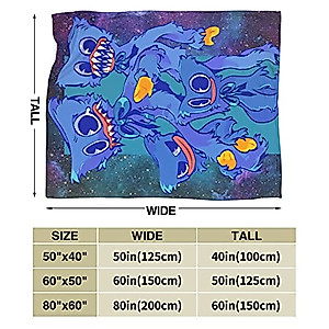 HNyeyes Blue Monster Flannel Blanket Ultra-Soft Warm Throw Blanket for Bed Couch Living Room 50x40 inch Black