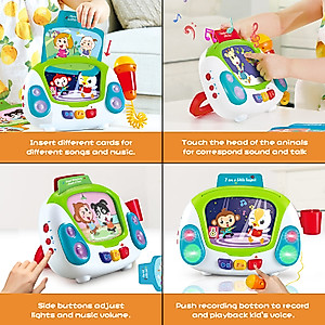 HISTOYE Musical Toys for Toddlers Karaoke Machine Kid Jukebox Toddler Karaoke Microphone Toy Music Player with Recording Voice Changing Singing Toys Age 1 2 3 4 5 Year Old Girls Boy Best Gifts